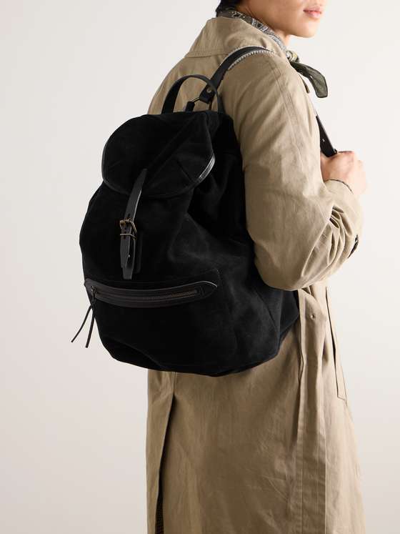 BLEU DE CHAUFFE Camp Leather-Trimmed Suede Backpack for Men | MR PORTER