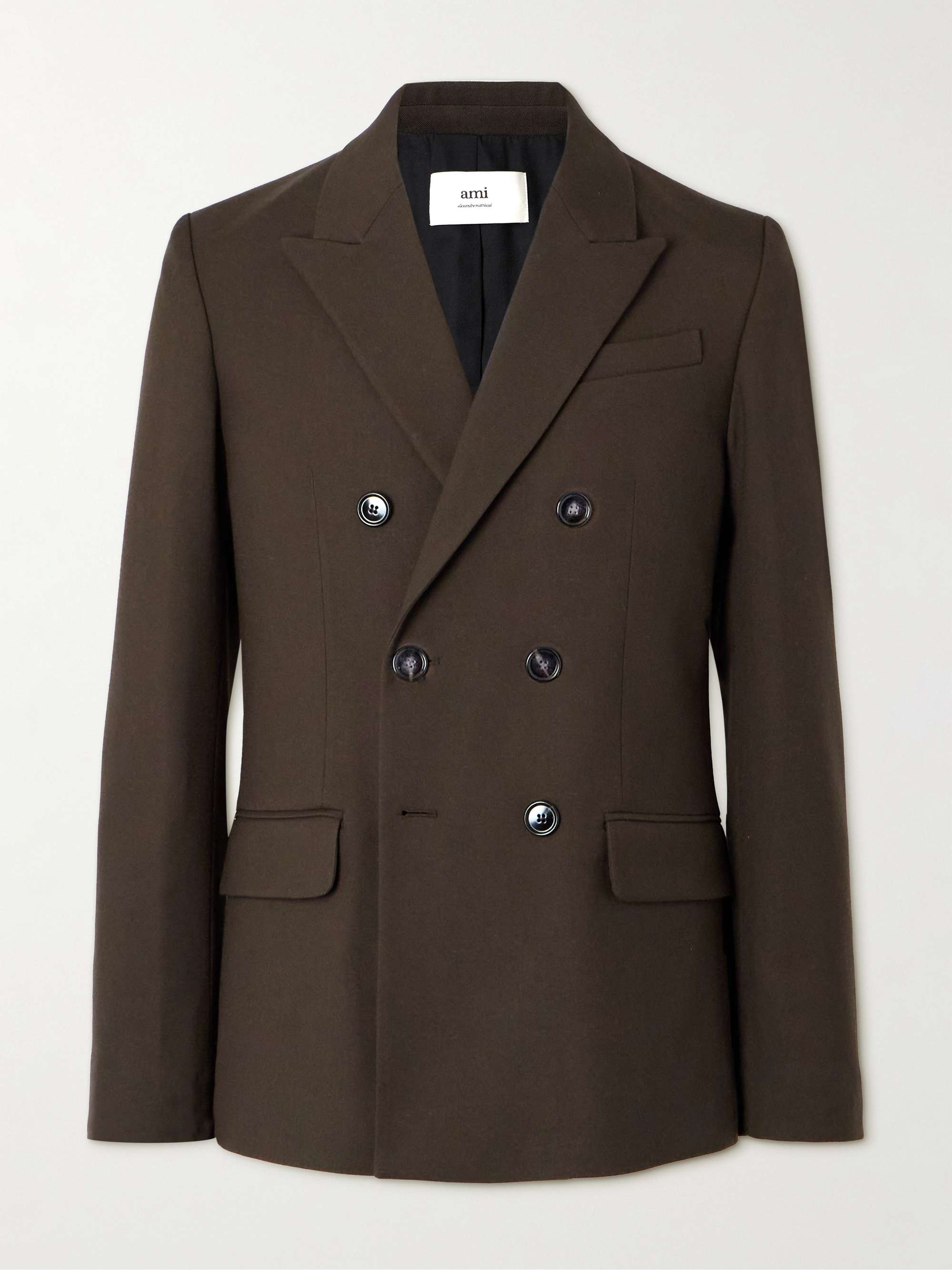 AMI PARIS Double-Breasted Virgin Wool-Gabardine Suit Jacket for Men ...