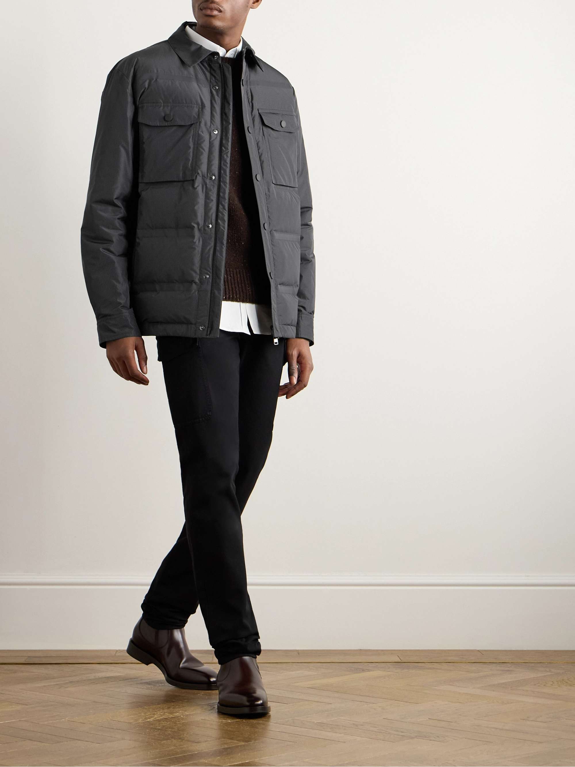 Quilted Ripstop Down Shirt Jacket anthracite XL