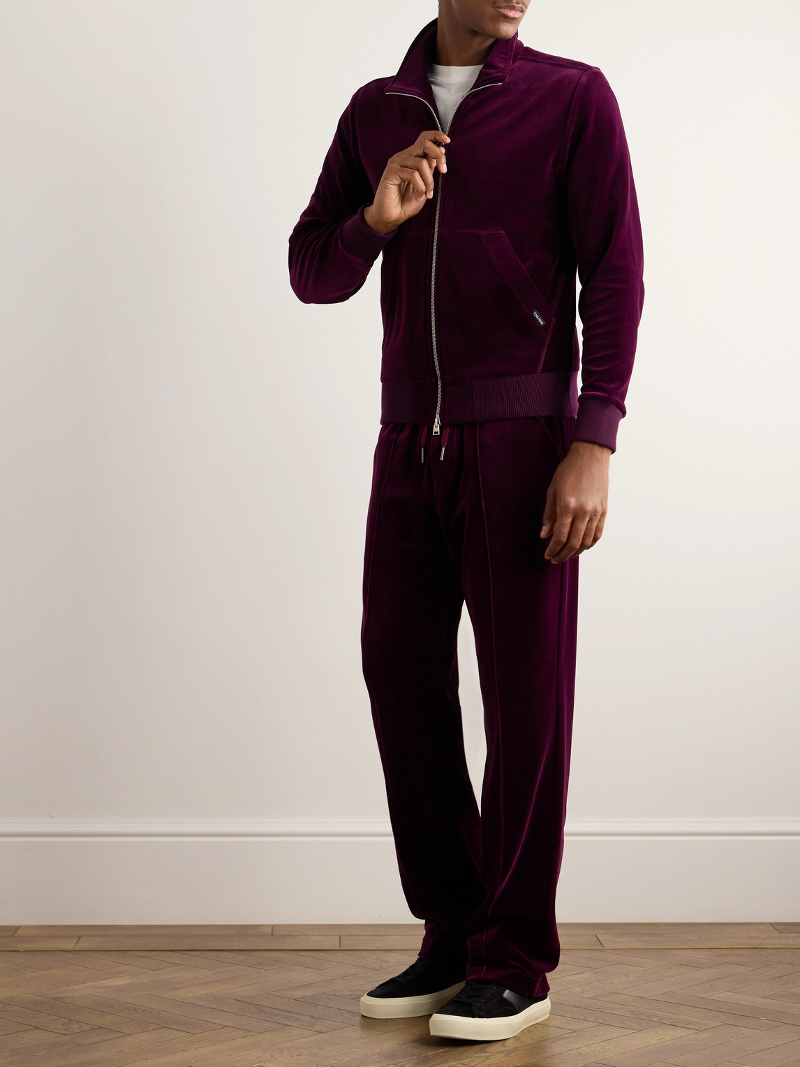 TOM FORD - Cotton-Blend Velour Track Jacket - Curated Menswear