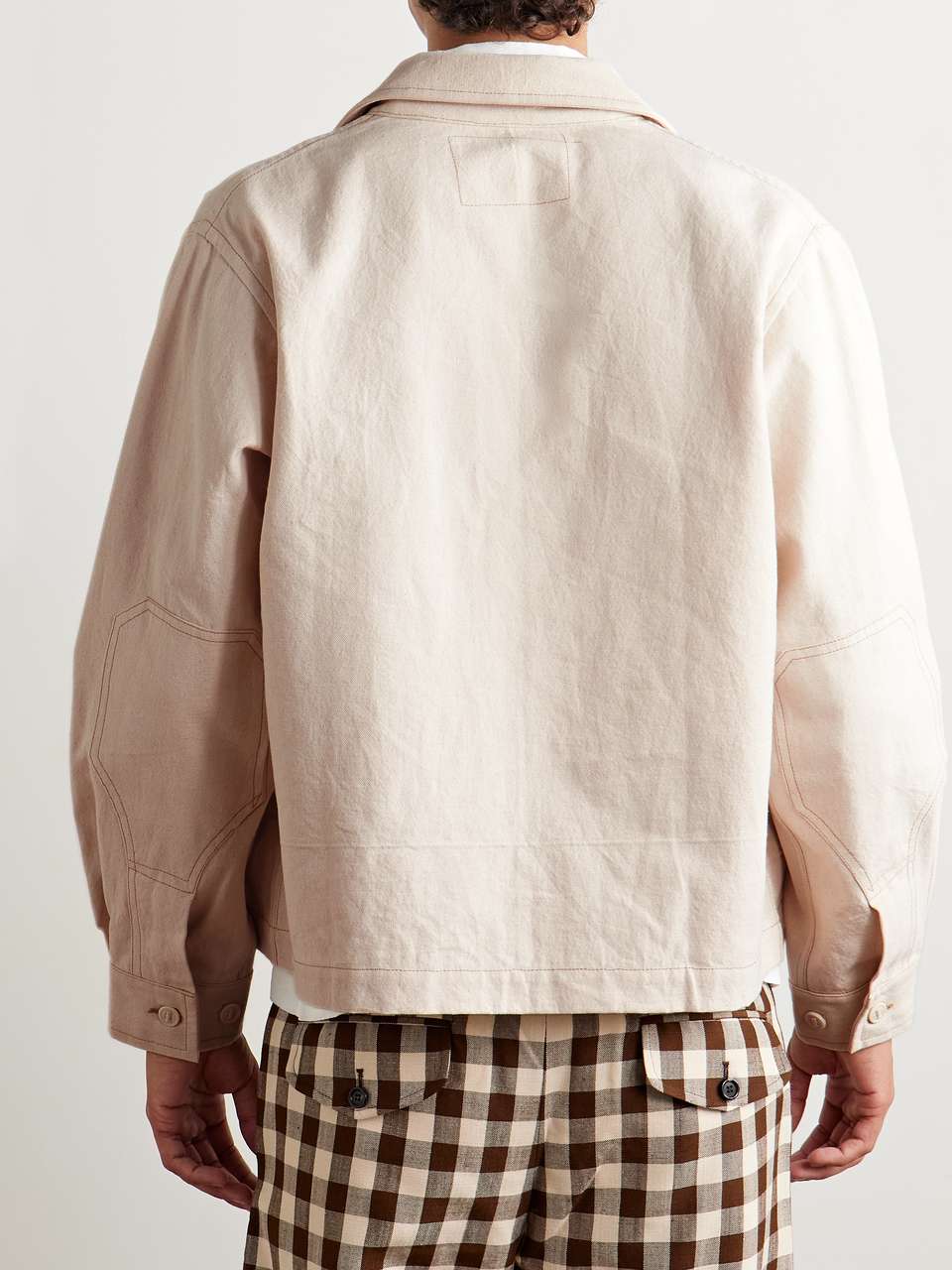 Cream 555 Appliquéd Organic Cotton-Canvas Zip-Up Shirt Jacket | STORY MFG. | MR PORTER