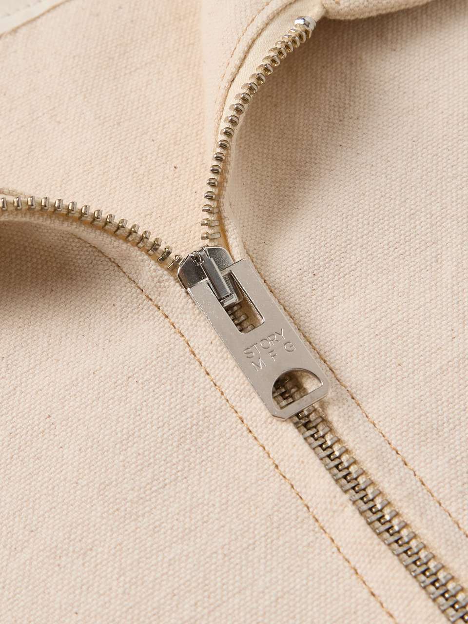 Cream 555 Appliquéd Organic Cotton-Canvas Zip-Up Shirt Jacket | STORY MFG. | MR PORTER
