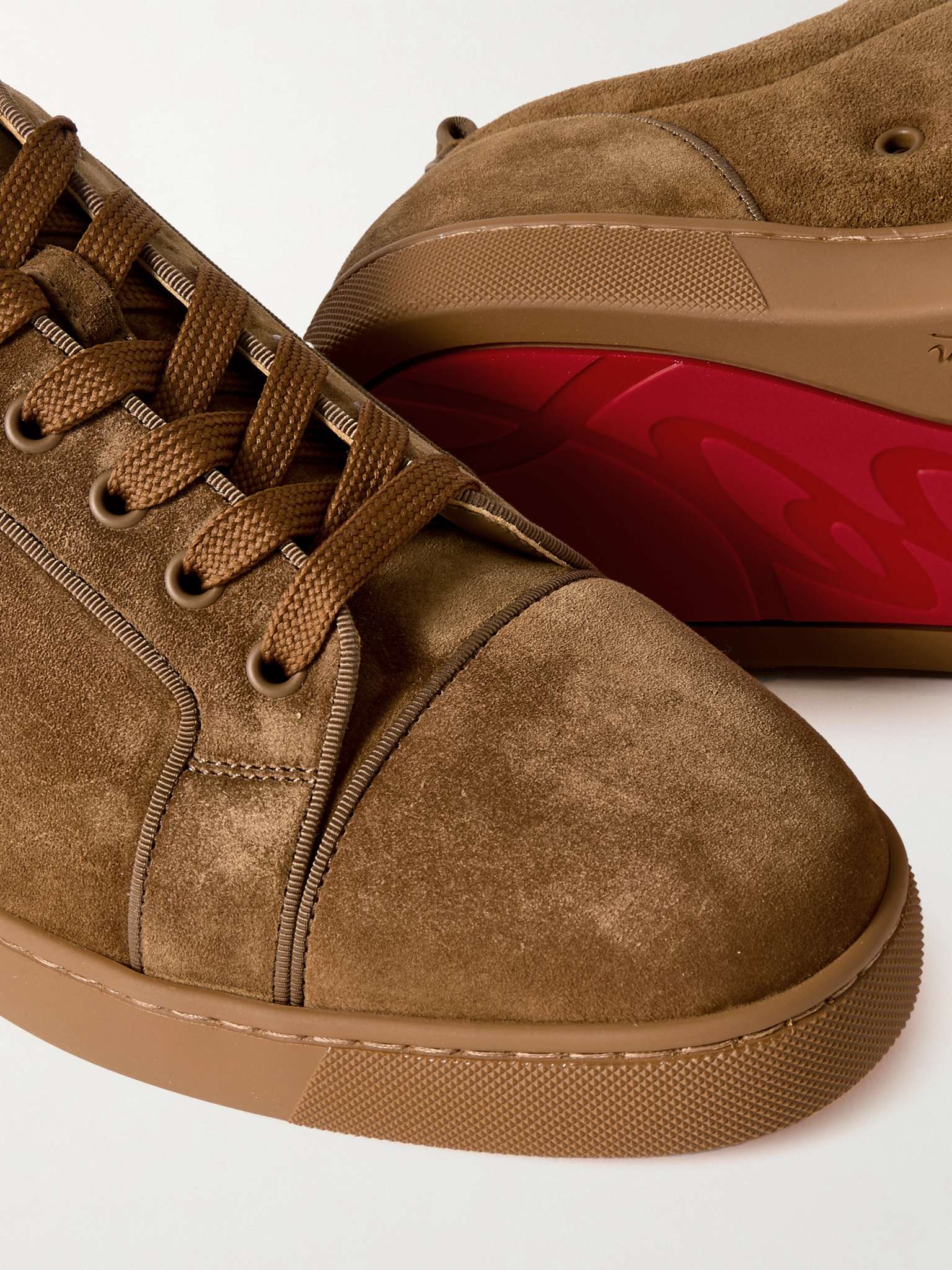 CHRISTIAN LOUBOUTIN Louis Junior Grosgrain-Trimmed Suede Sneakers for ...