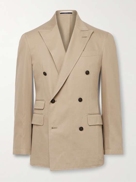 DUNHILL Cavendish Double-Breasted Cotton and Cashmere-Blend Twill Suit ...