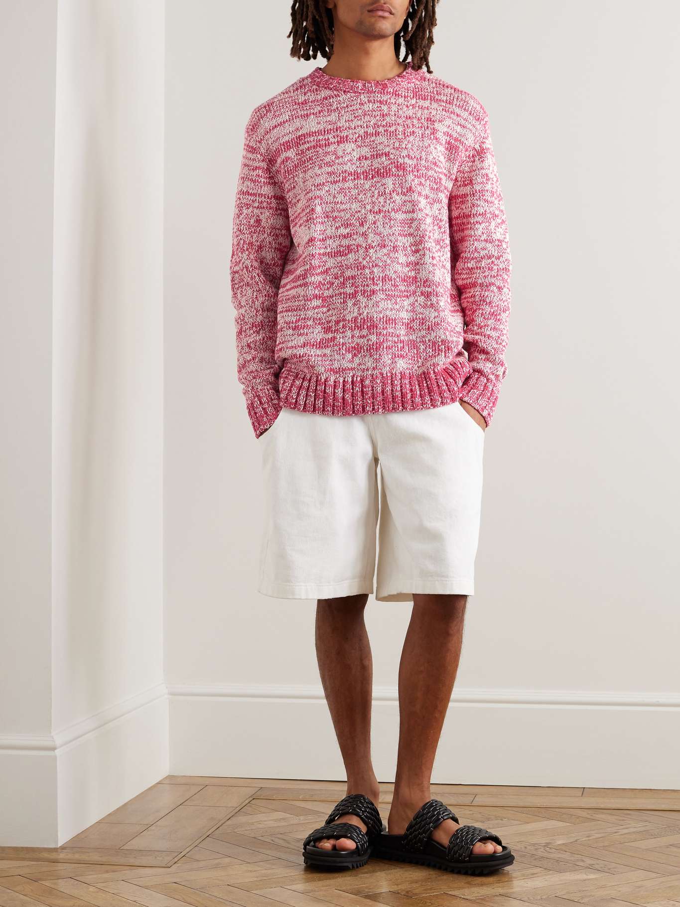 Pink Nora Two-Tone Cotton Sweater | THE ELDER STATESMAN | MR PORTER