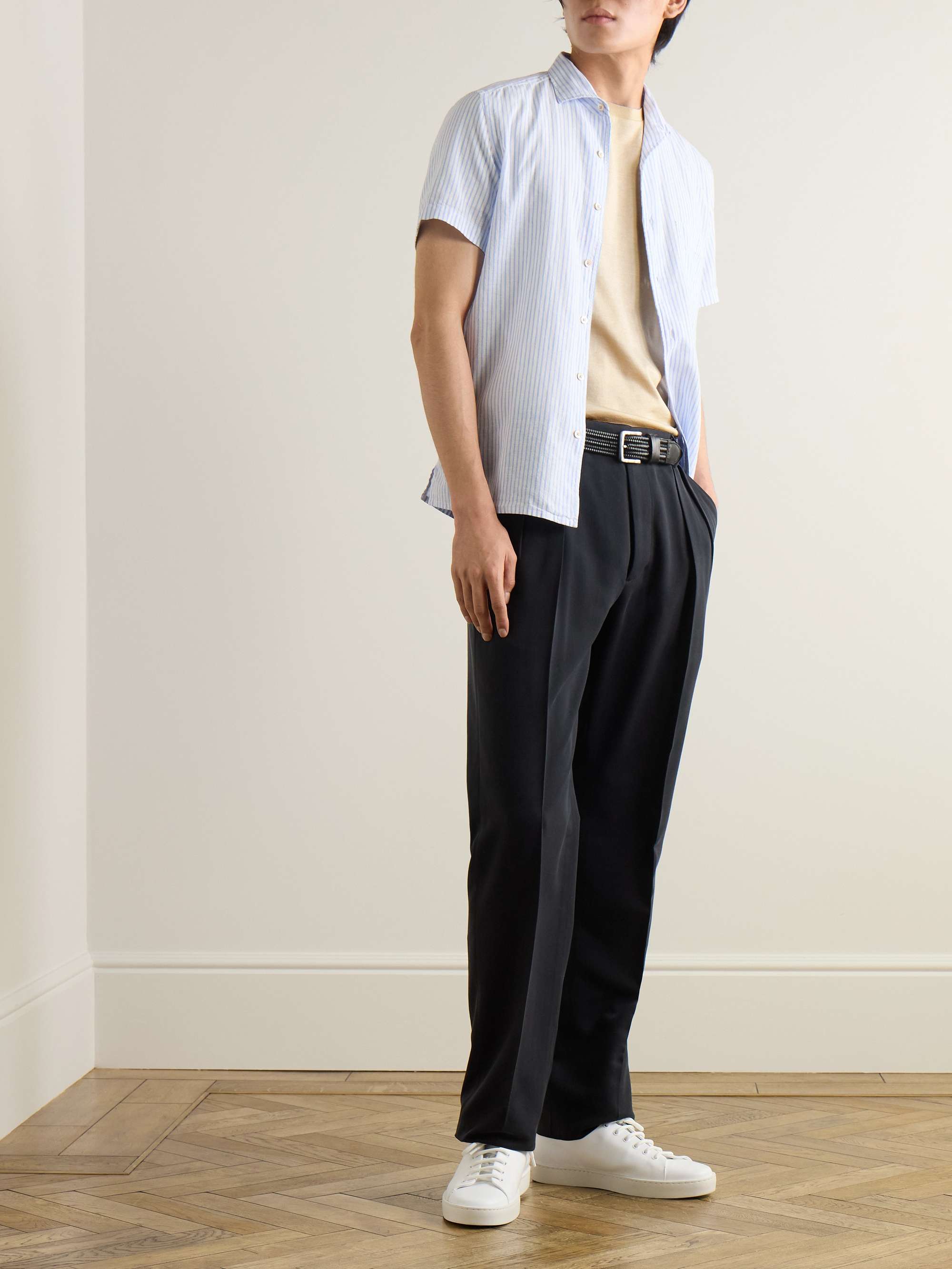 RALPH LAUREN PURPLE LABEL Slim-Fit Logo-Embroidered Cotton and Silk ...