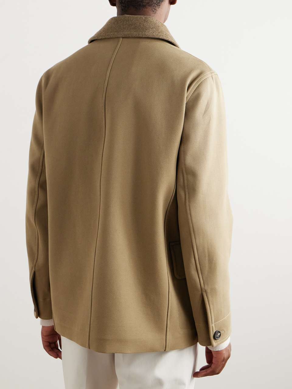 LORO PIANA Barth Caban Felt and Leather-Trimmed Cotton-Gabardine Jacket for Men | MR PORTER