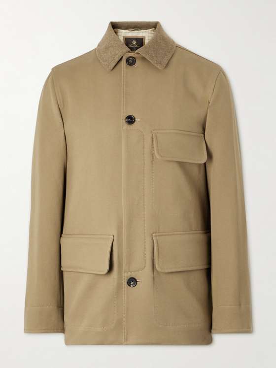 LORO PIANA Barth Caban Felt and Leather-Trimmed Cotton-Gabardine Jacket ...