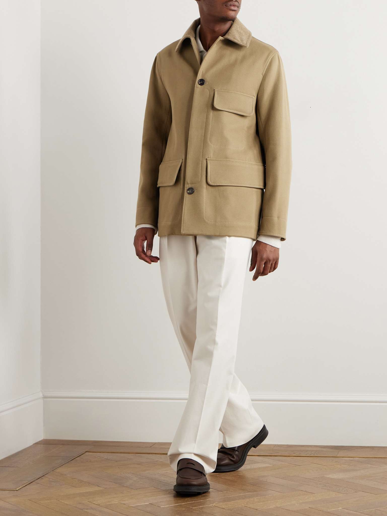 LORO PIANA Barth Caban Felt and Leather-Trimmed Cotton-Gabardine Jacket for Men | MR PORTER