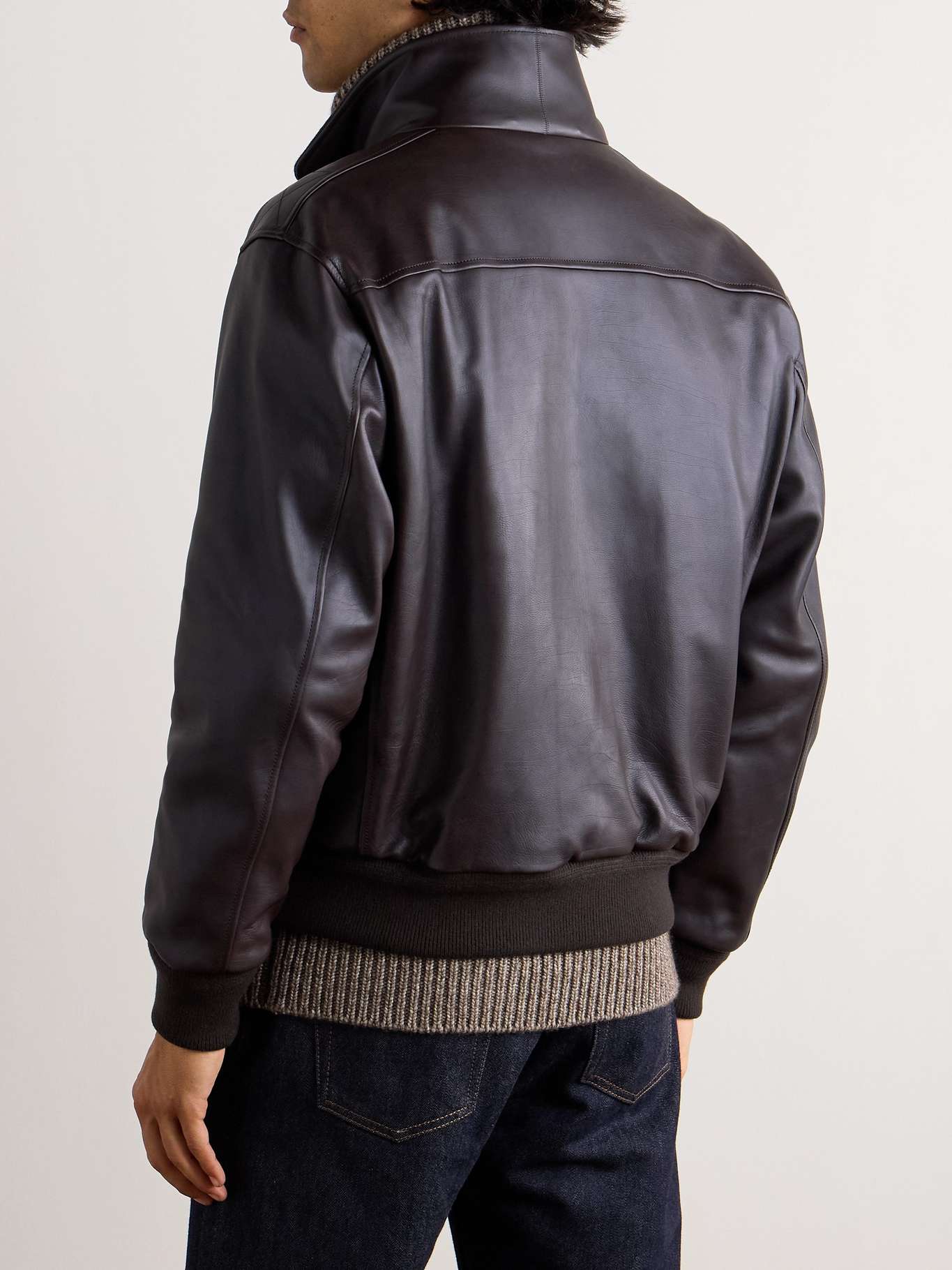Brown Johnie Leather Bomber Jacket | LORO PIANA | MR PORTER