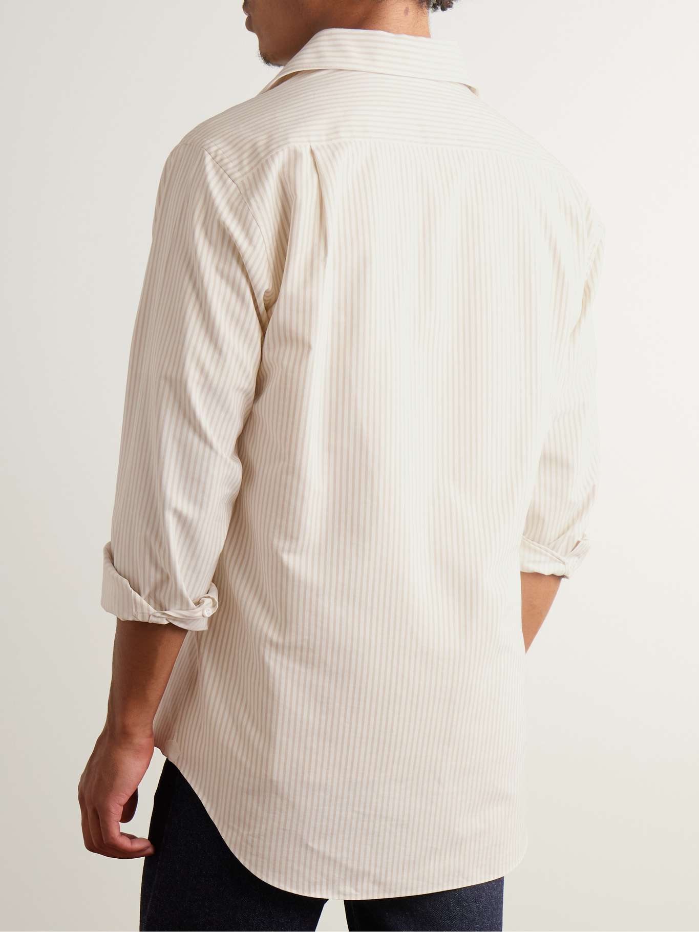 Cream Andre Striped Silk and Cotton-Blend Twill Shirt | LORO PIANA | MR ...