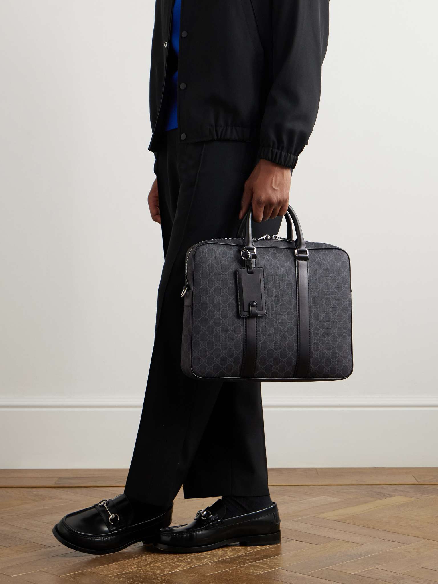 GUCCI Leather-Trimmed Monogrammed Supreme Coated-Canvas Briefcase for ...