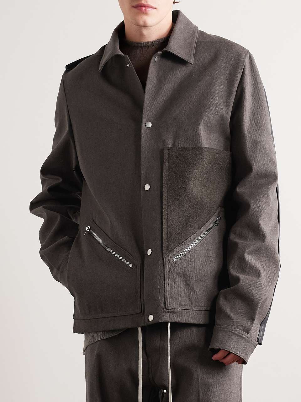 RICK OWENS Felt and Rubber-Trimmed Cotton-Drill Overshirt for Men | MR ...