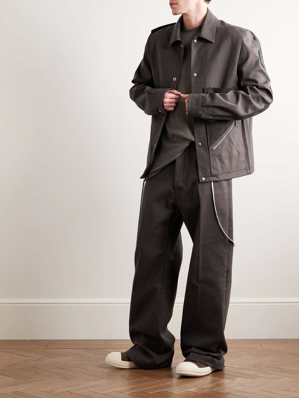 RICK OWENS Felt and Rubber-Trimmed Cotton-Drill Overshirt for Men | MR ...