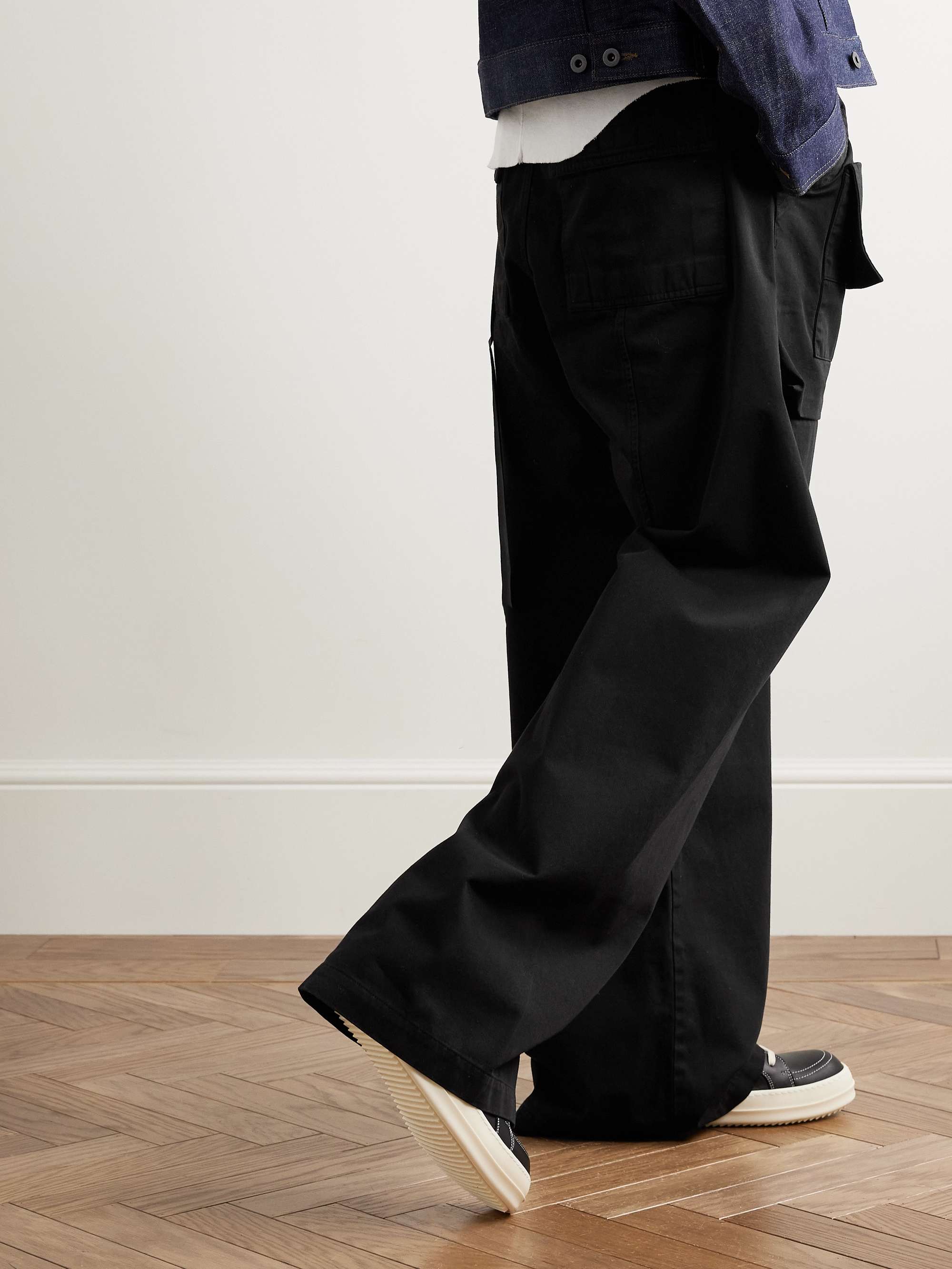 Black Creatch Wide-Leg Cotton-Twill Drawstring Cargo Black Creatch Wide-Leg Cotton-Twill Drawstring Cargo