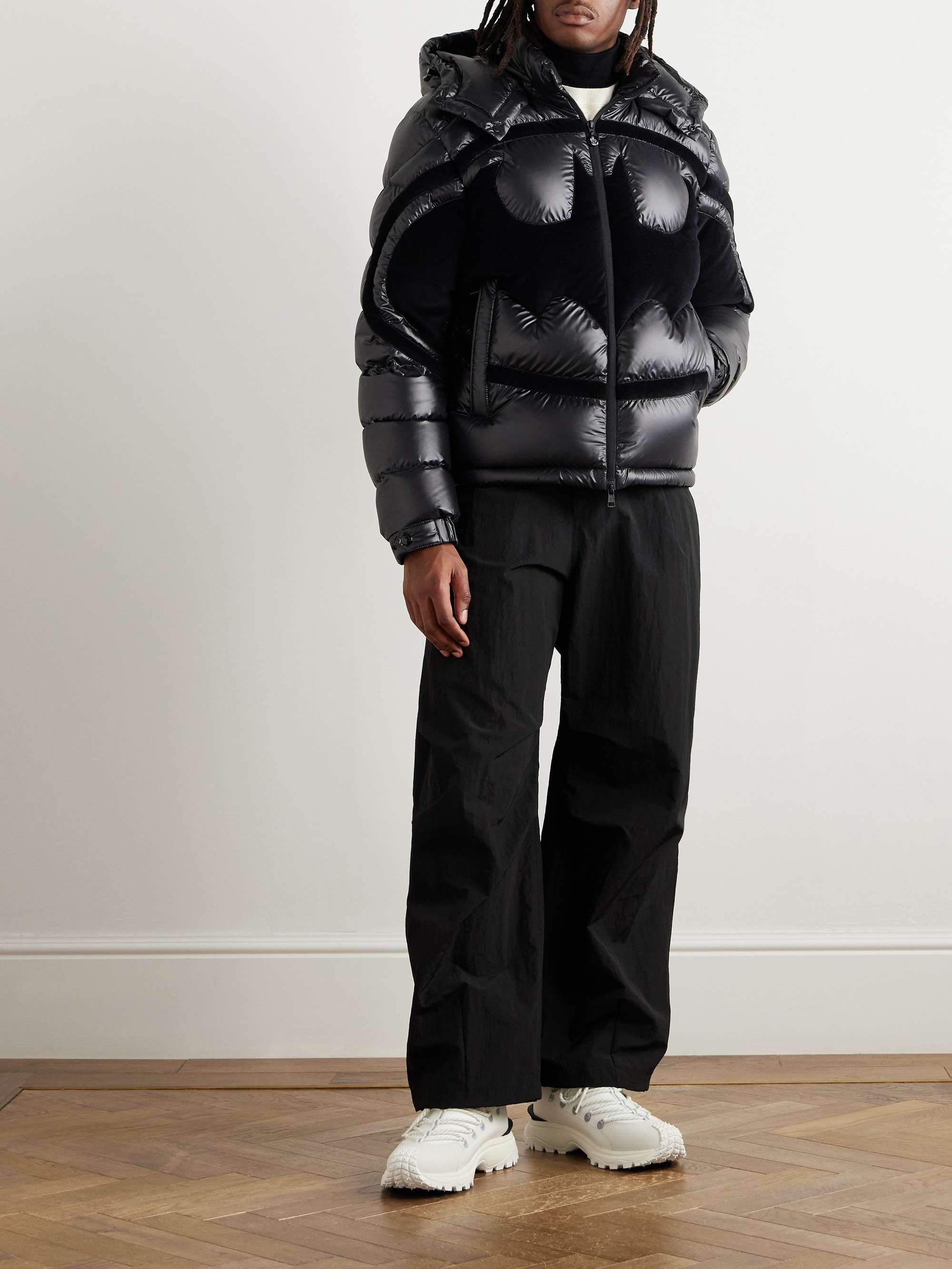 MONCLER + Batman Solander Velvet-Trimmed Quilted Shell Down Hooded ...