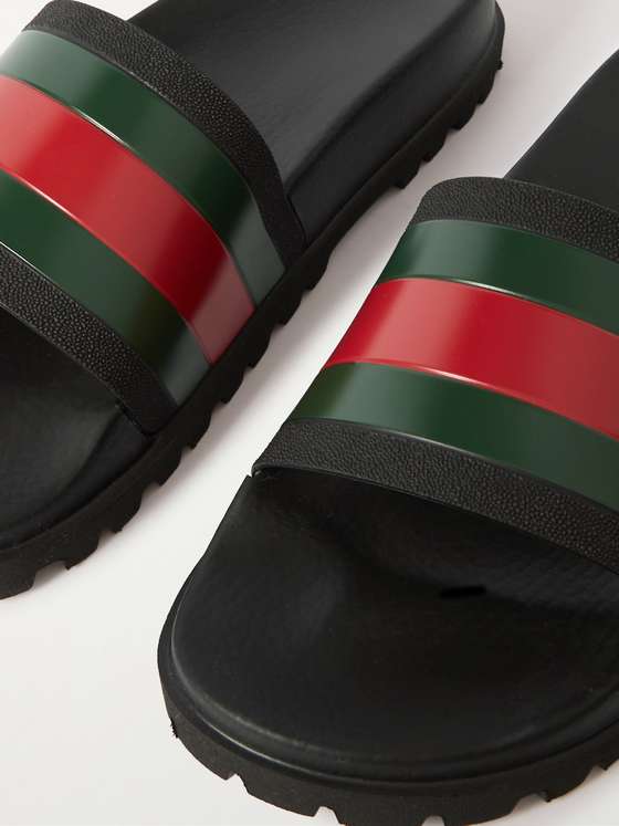 GUCCI Pursuittreck Striped Rubber Slides for Men | MR PORTER