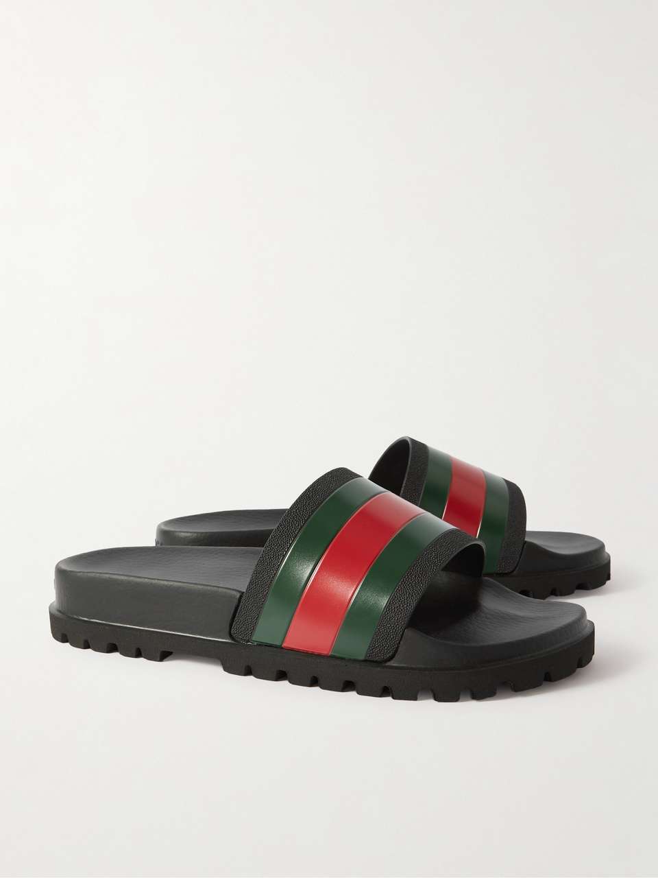 GUCCI Pursuittreck Striped Rubber Slides for Men | MR PORTER