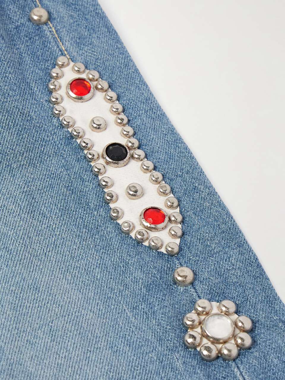 KAPITAL Monkey Cisco Straight-Leg Leather-Trimmed Embellished Jeans for ...