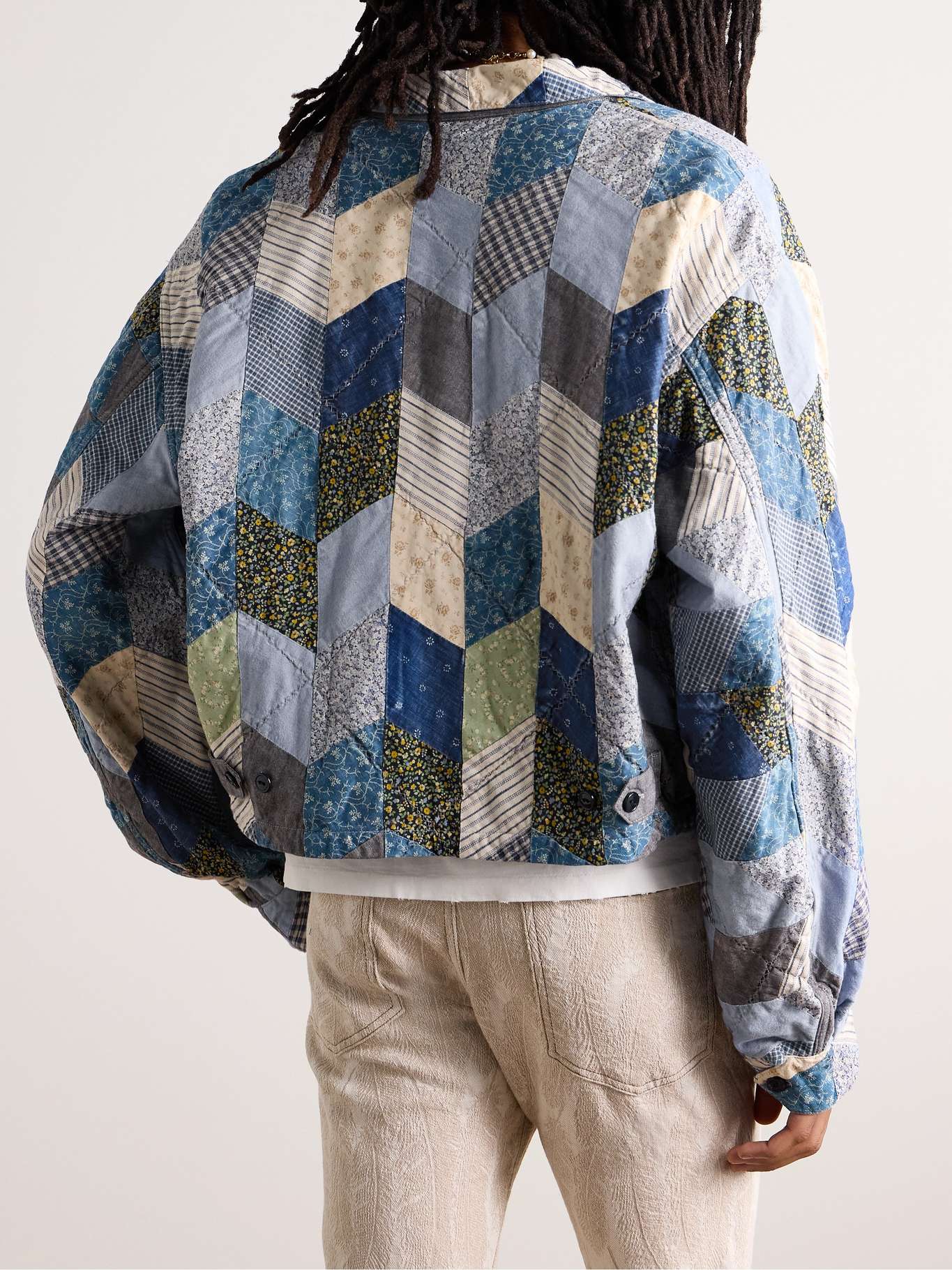 KAPITAL Yabane Cropped Quilted Patchwork Cotton and Linen-Blend Jacket ...