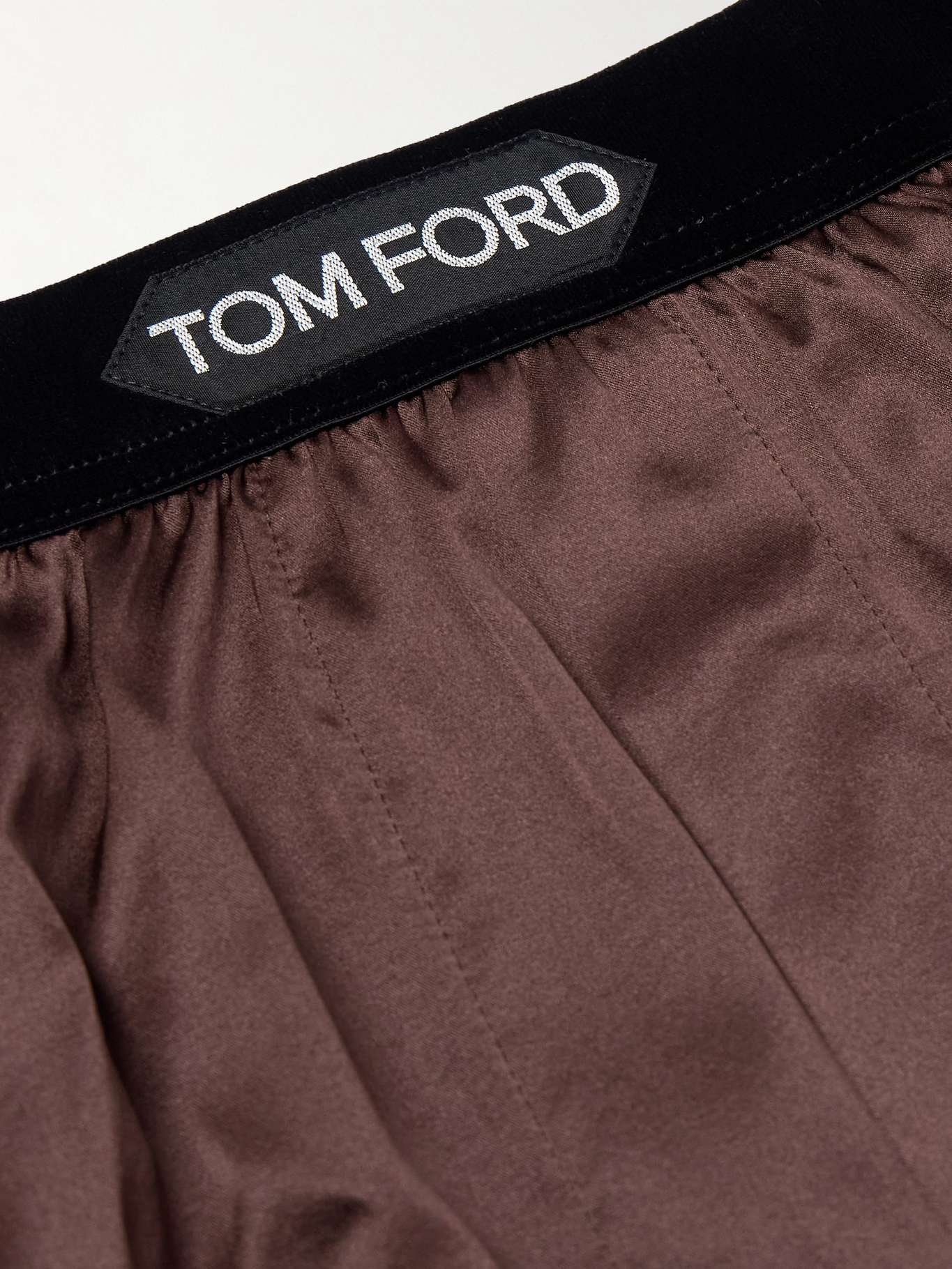 TOM FORD Velvet-Trimmed Stretch-Silk Satin Boxer Shorts for Men | MR PORTER