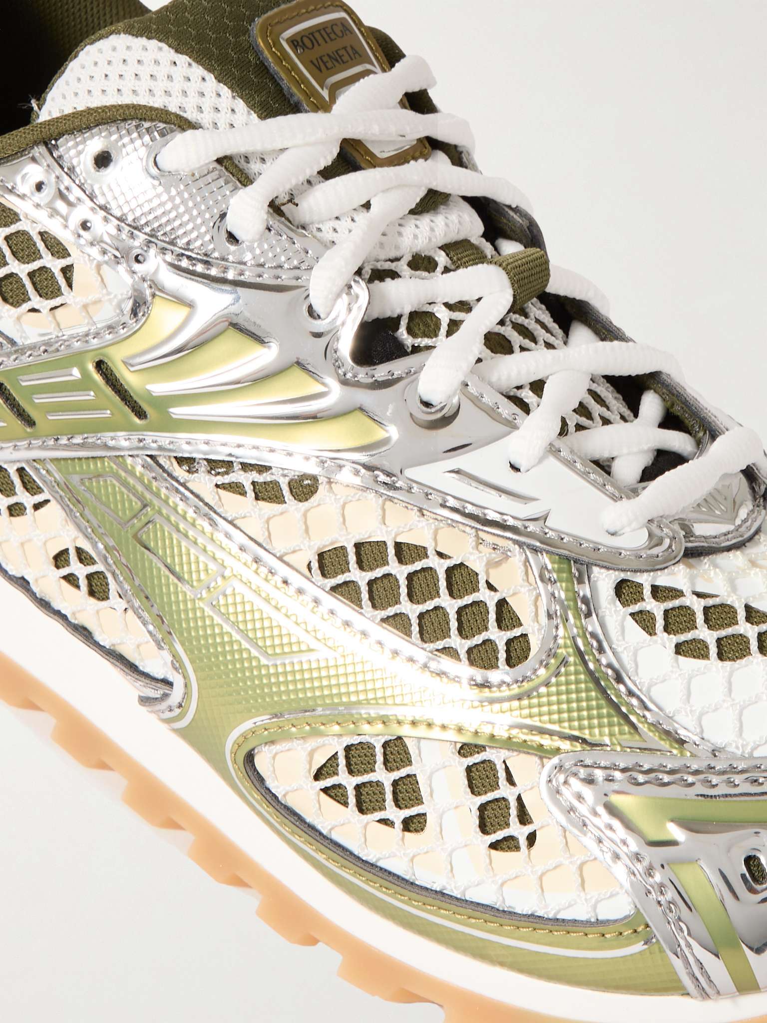 BOTTEGA VENETA Orbit Metallic Rubber and Mesh Sneakers for Men | MR PORTER