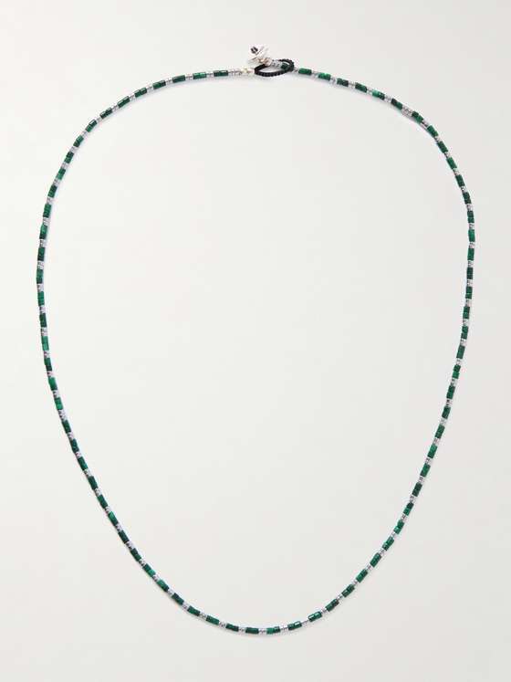 Green Malachite, Hematite and Silver Beaded Necklace | MIKIA | MR PORTER