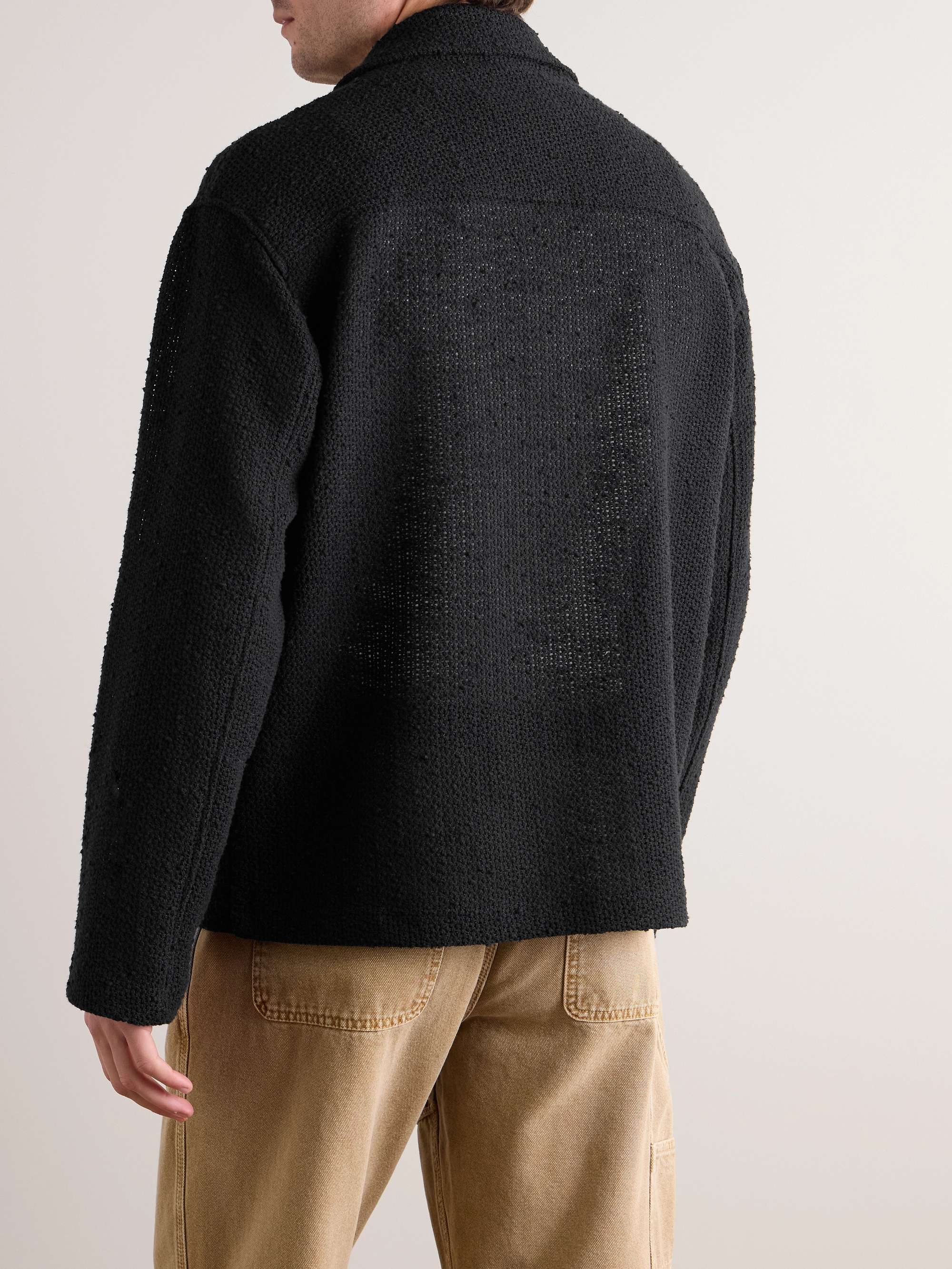 Black Open-Knit Cotton-Blend Blouson Jacket | FRAME | MR PORTER