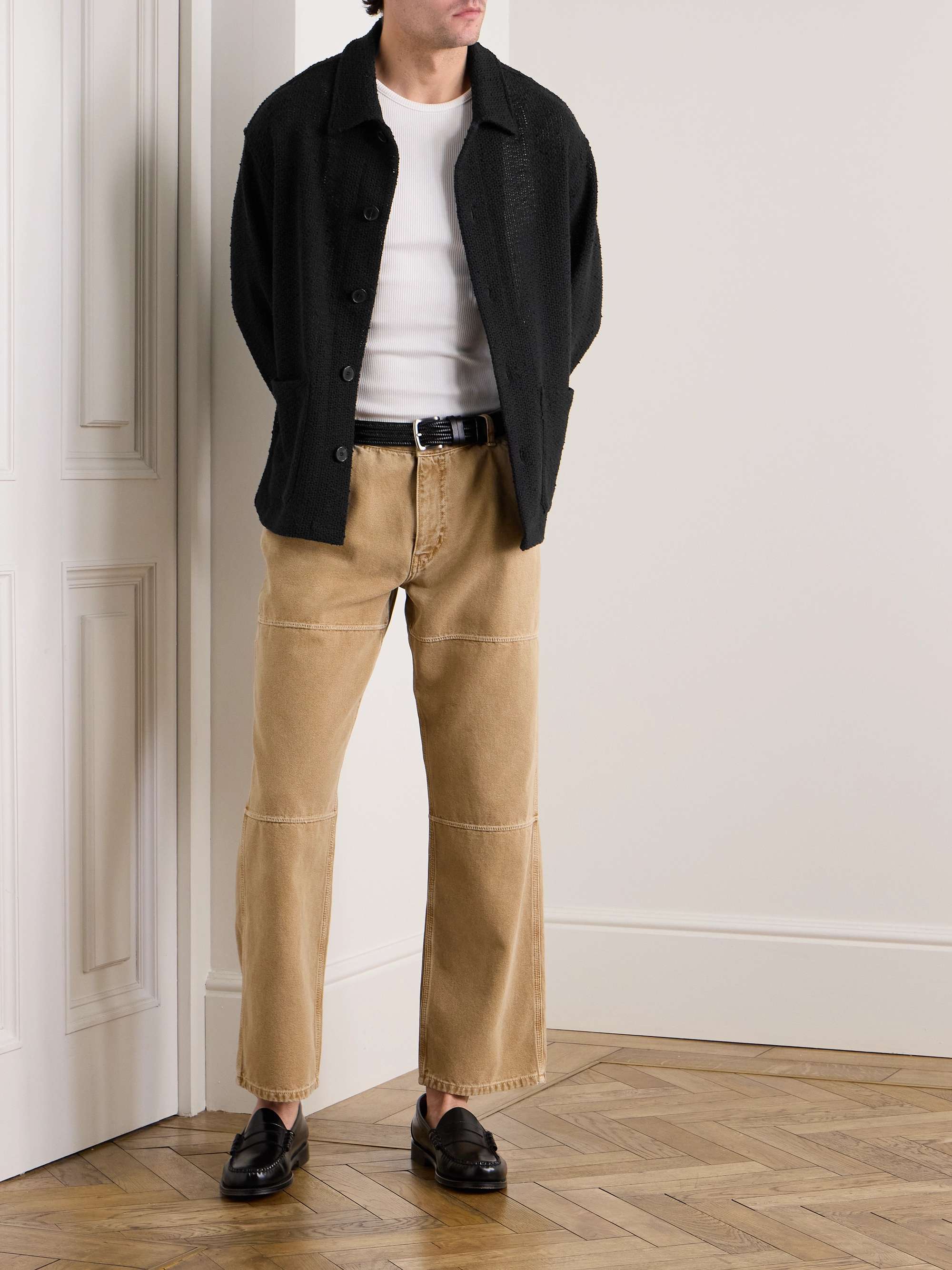 Black Open-Knit Cotton-Blend Blouson Jacket | FRAME | MR PORTER