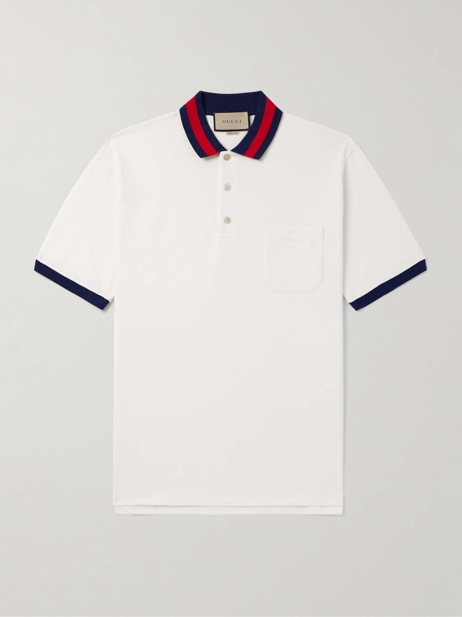 GUCCI Logo-Embroidered Cotton-Blend Piqué Polo Shirt for Men | MR PORTER