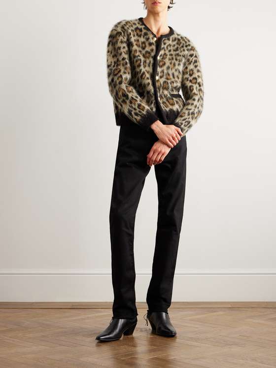 CELINE Cropped Leopard-Print Mohair-Blend Cardigan for Men | MR PORTER