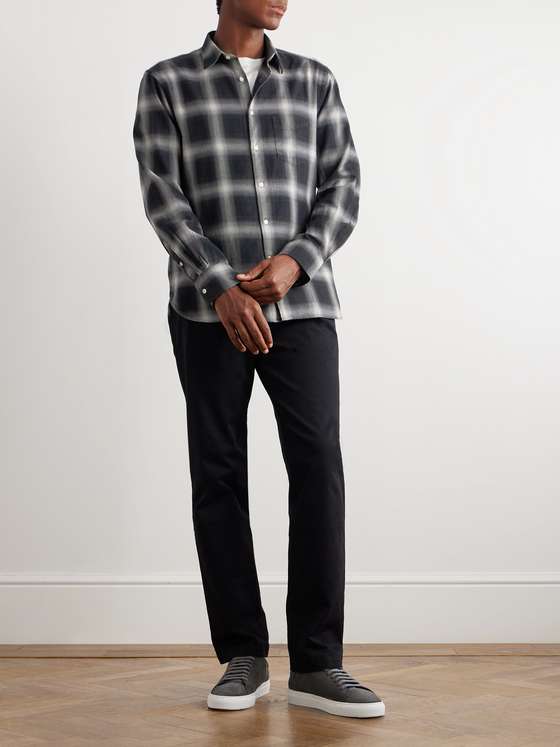 Dark gray Benoit Checked Cotton-Flannel Shirt | OFFICINE GÉNÉRALE | MR ...