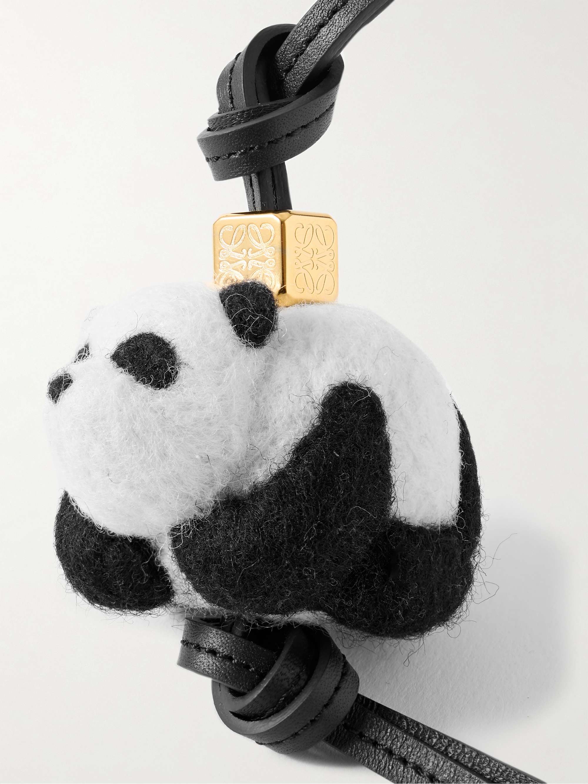 LOEWE Panda Felt, Leather and Gold-Tone Bag Charm for Men | MR PORTER