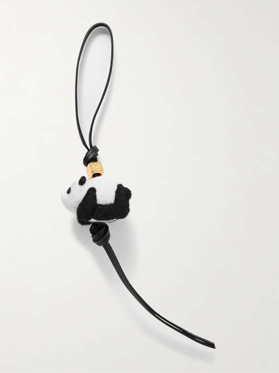 LOEWE Panda Felt, Leather and Gold-Tone Bag Charm for Men | MR PORTER
