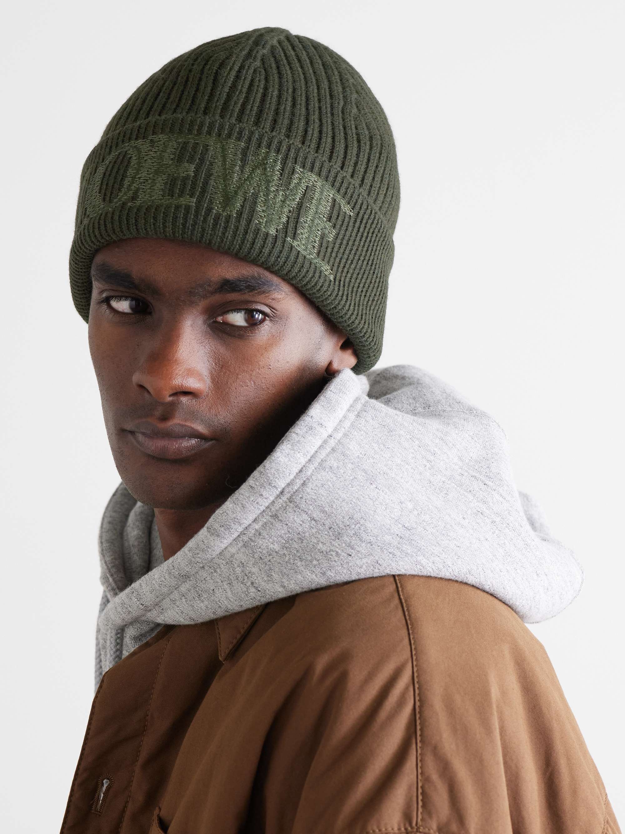 LOEWE Logo-Embroidered Ribbed Wool Beanie for Men | MR PORTER