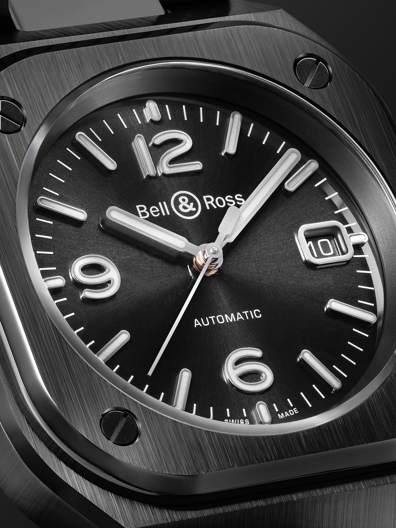 BELL & ROSS BR 05 Automatic 40mm Stainless Steel and Rubber Watch, Ref ...