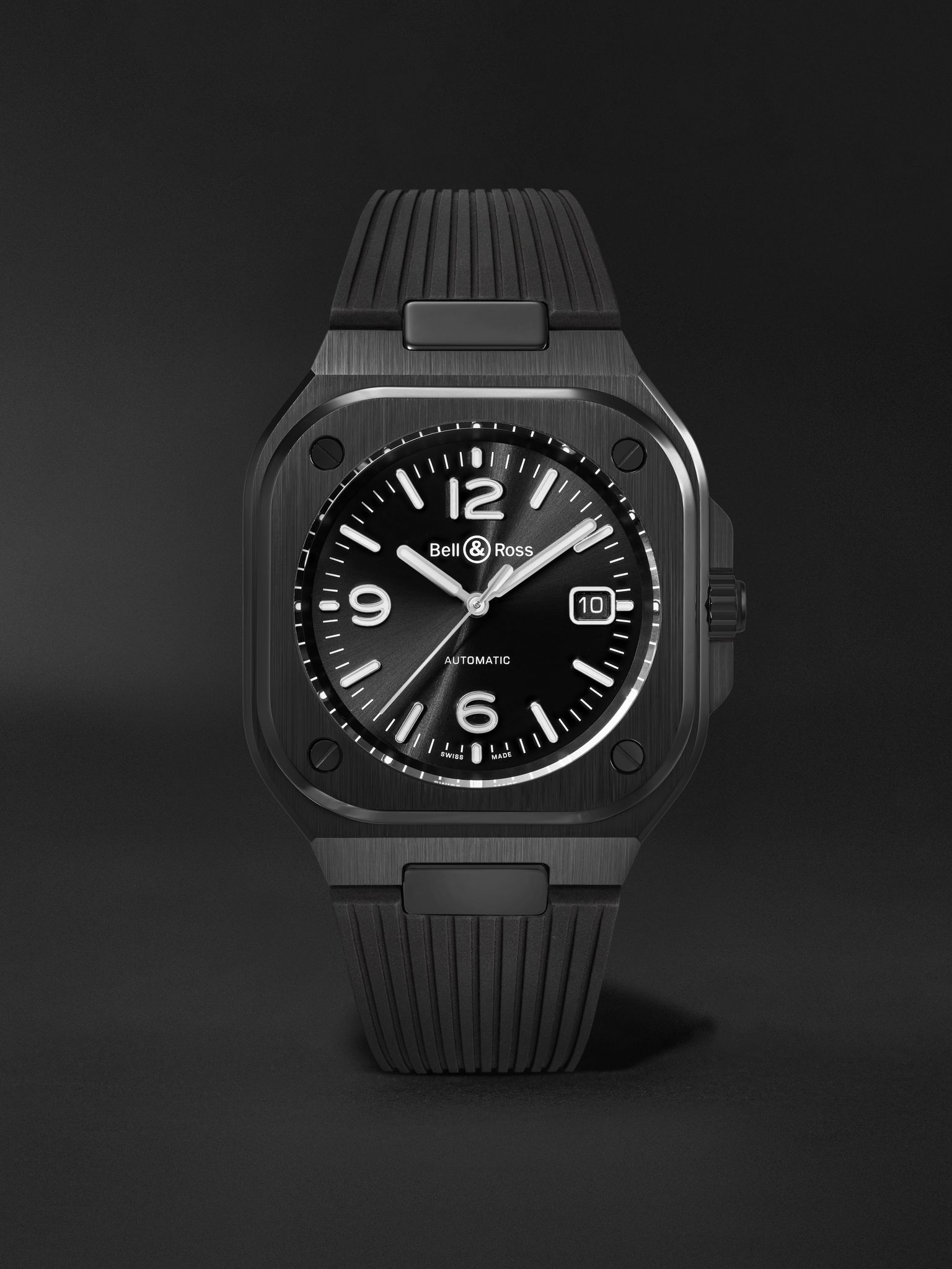 BELL & ROSS BR 05 Automatic 40mm Stainless Steel and Rubber Watch, Ref ...