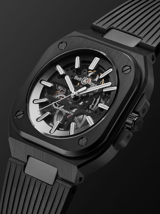 BELL & ROSS BR 05 Skeleton Automatic 41mm Black Ceramic and Rubber ...