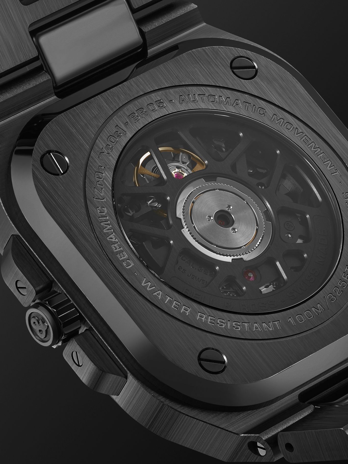BELL & ROSS BR 05 Skeleton Automatic 41mm Black Ceramic and Steel Watch ...