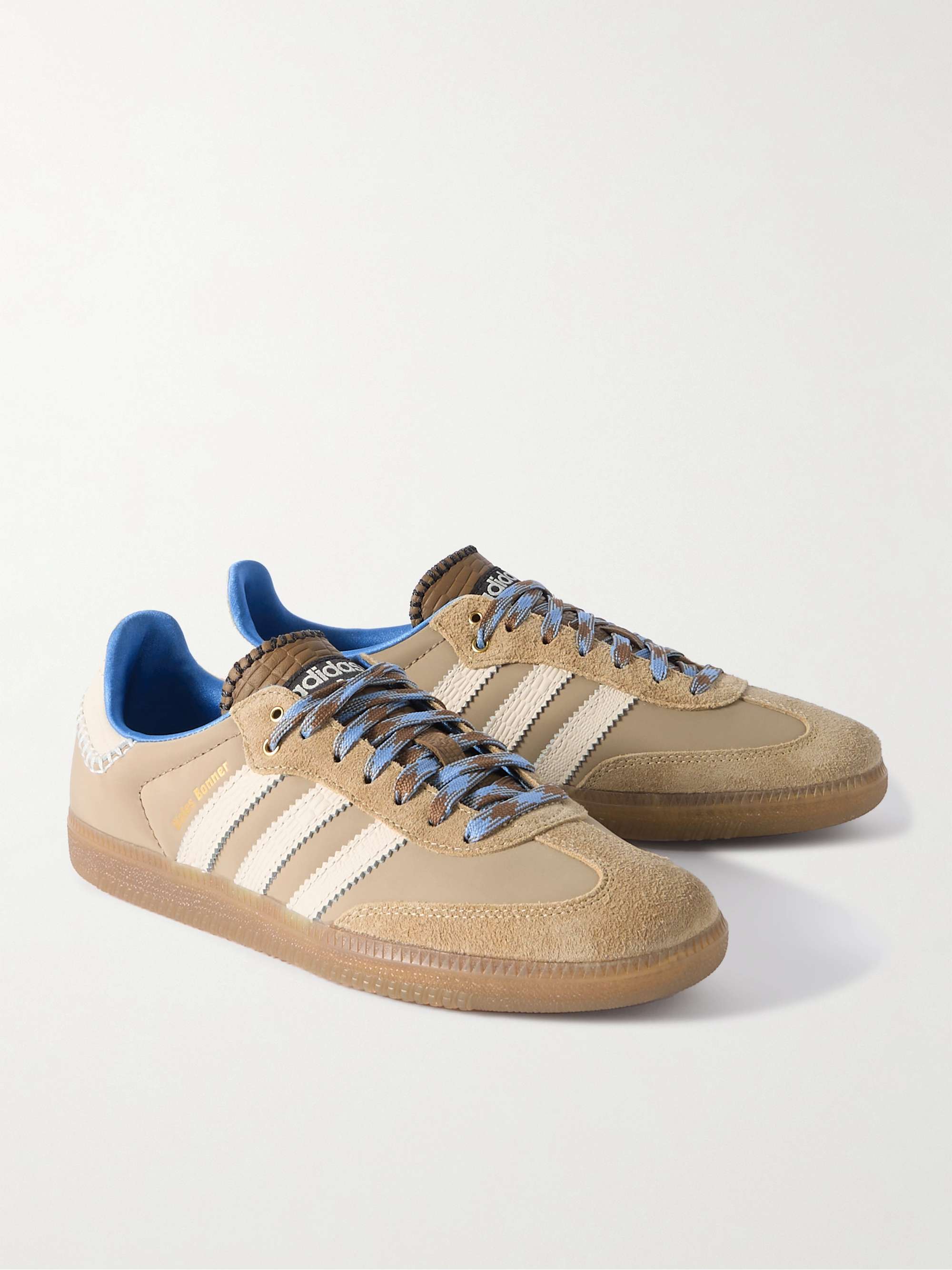 Beige + Wales Bonner Samba Suede and Leather-Trimmed Shell Sneakers ...