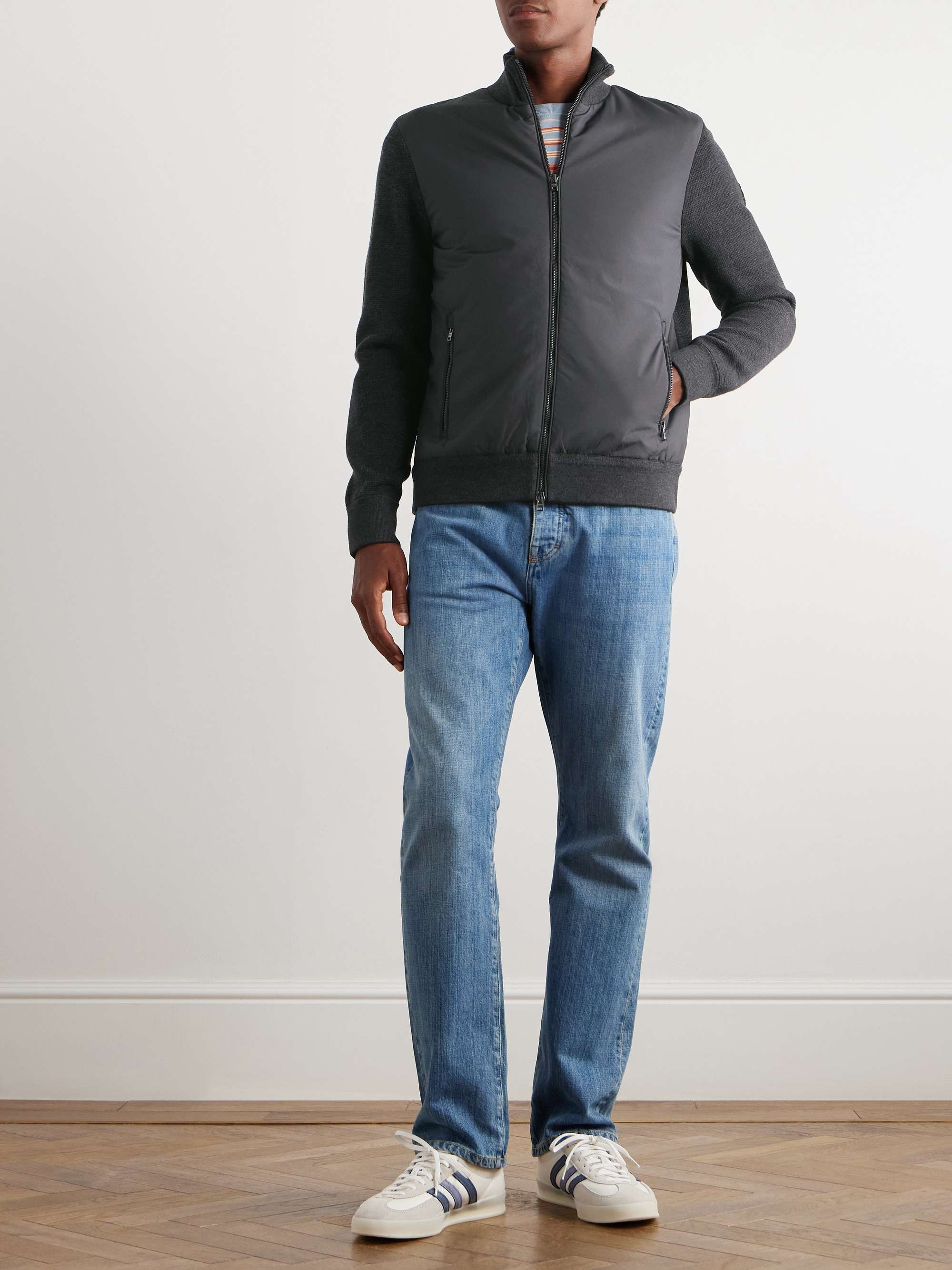 POLO RALPH LAUREN Panelled Merino Wool-Blend and Padded Shell Zip-Up ...