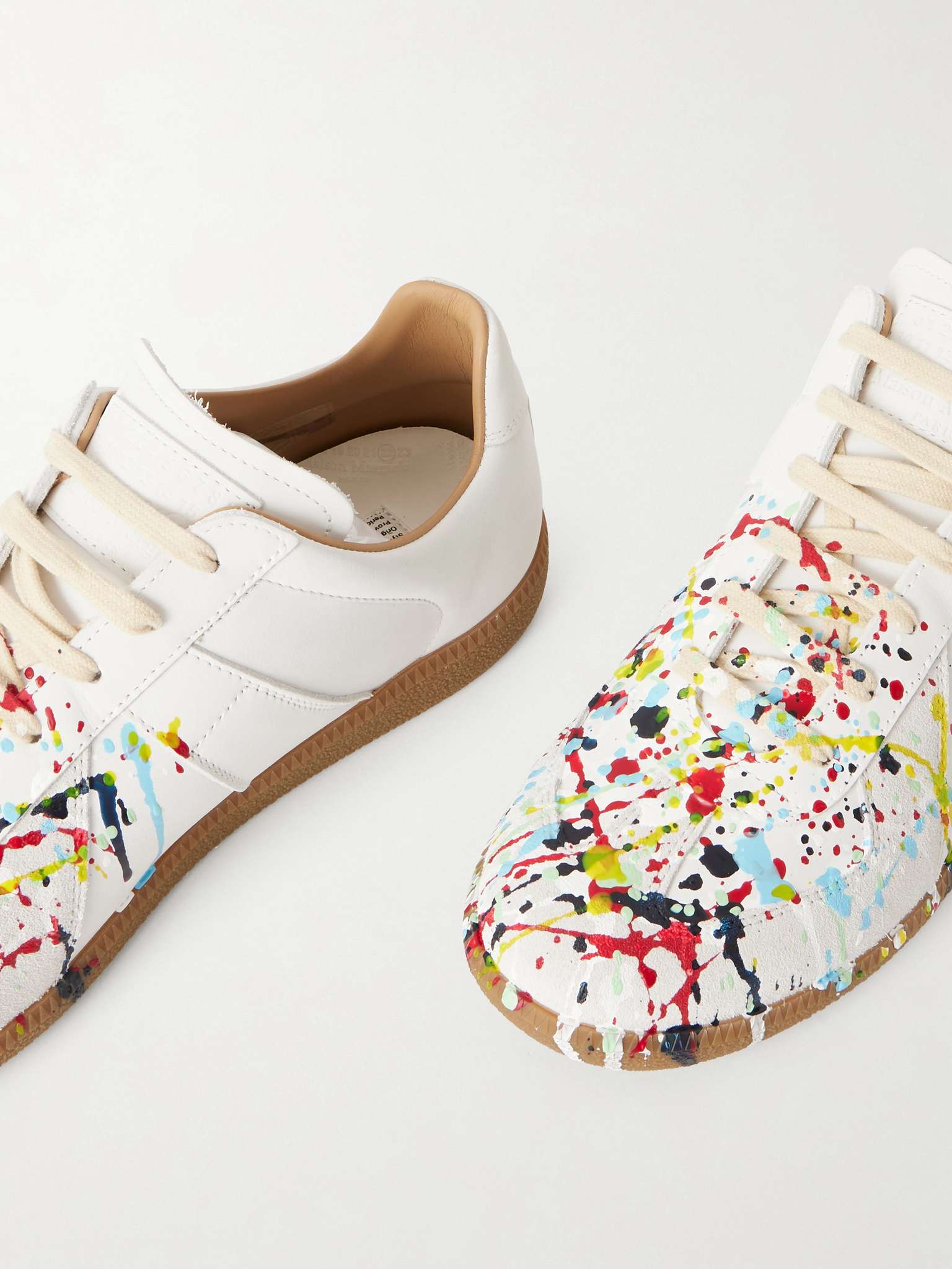 MAISON MARGIELA Paint-Splattered Suede-Trimmed Leather Sneakers for Men ...