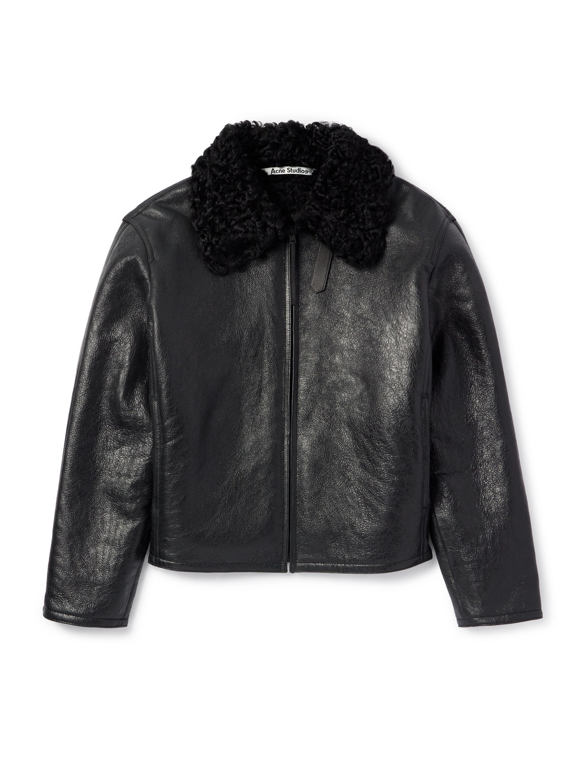 Acne Studios Shearling-Trimmed Cracked-Leather Jacket | Smart Closet