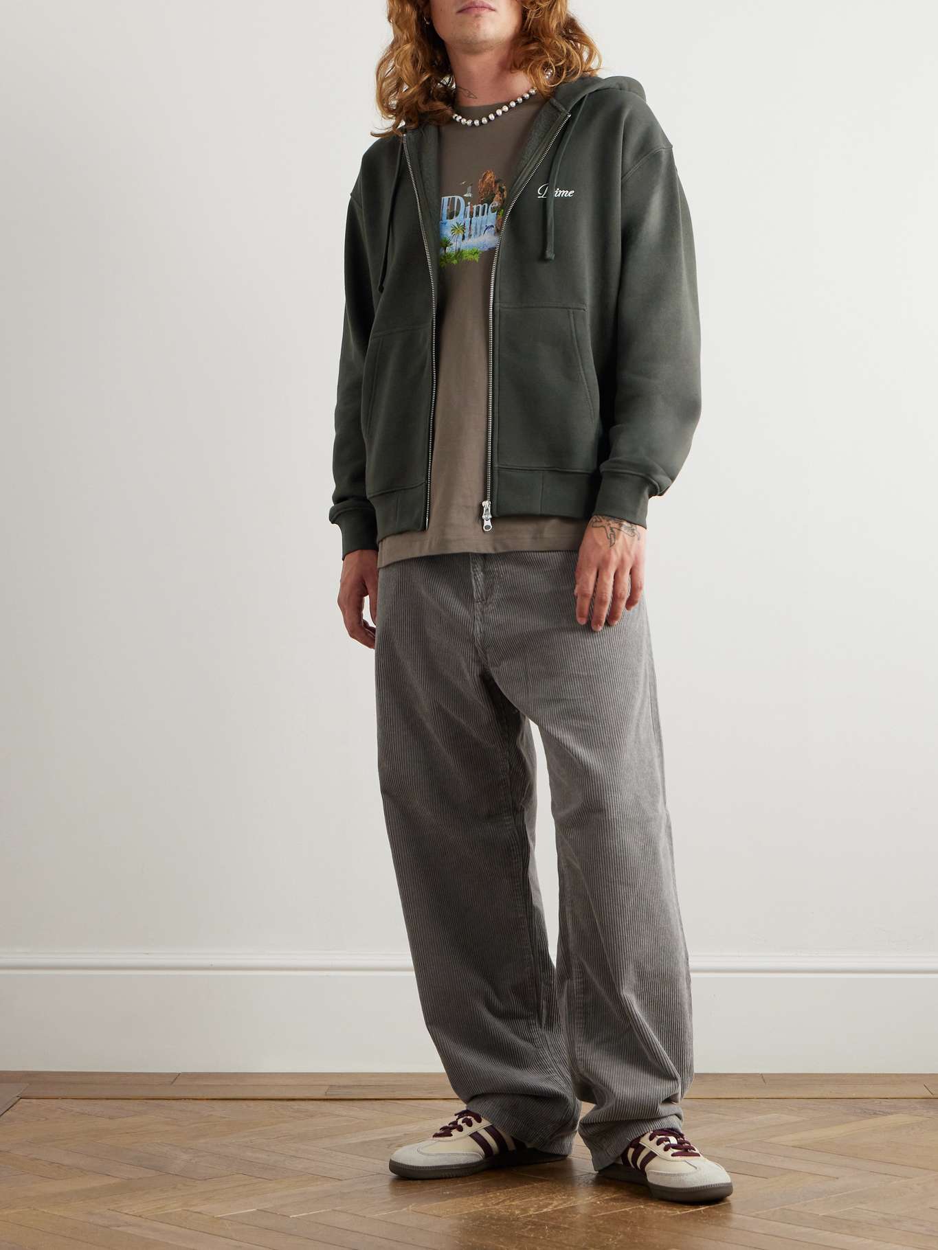 DIME Logo-Embroidered Cotton-Blend Jersey Zip-Up Hoodie for Men | MR PORTER