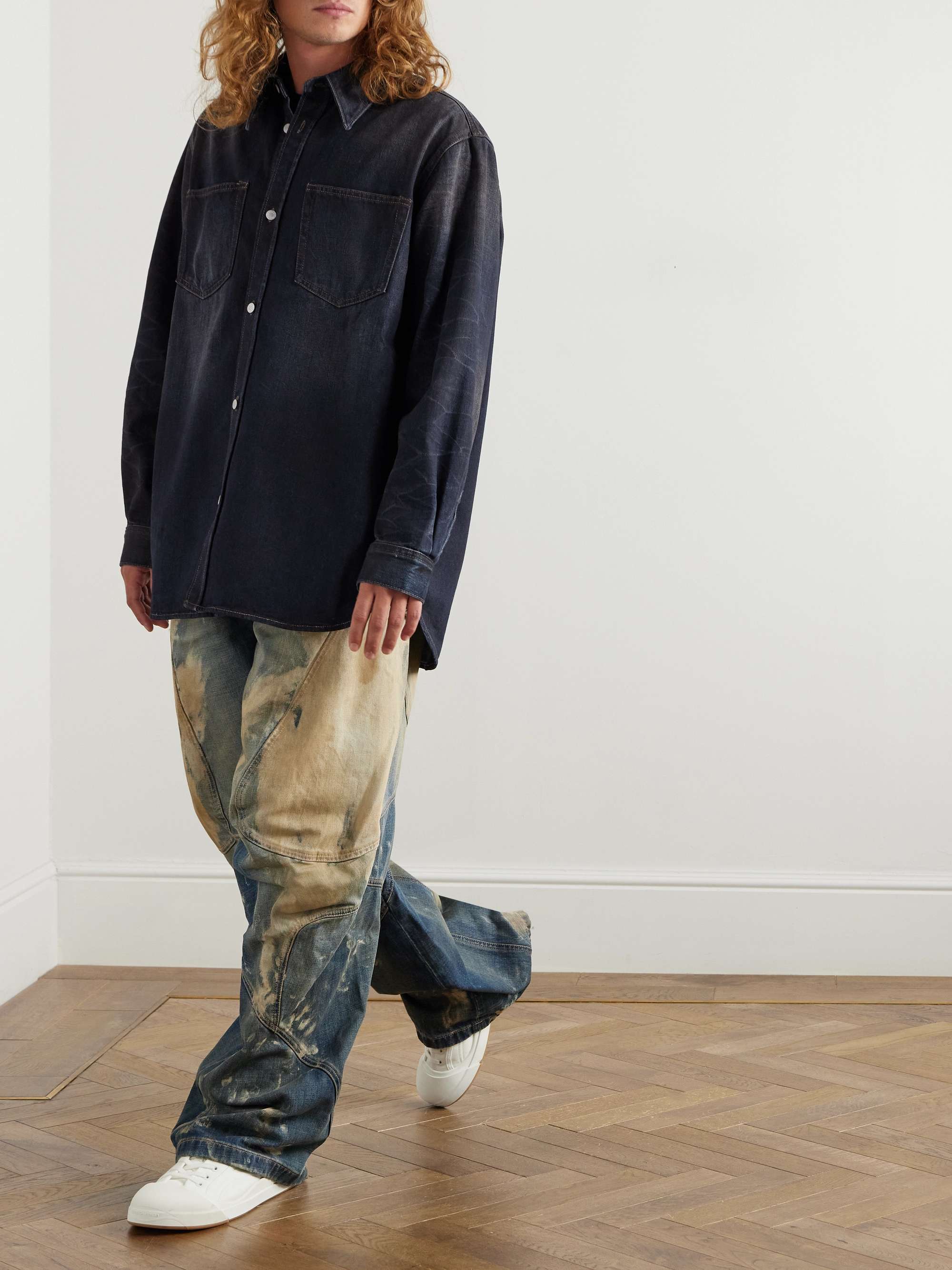 ACNE STUDIOS Karto U Darkside Distressed Denim Overshirt for ACNE STUDIOS Karto U Darkside Distressed Denim Overshirt for