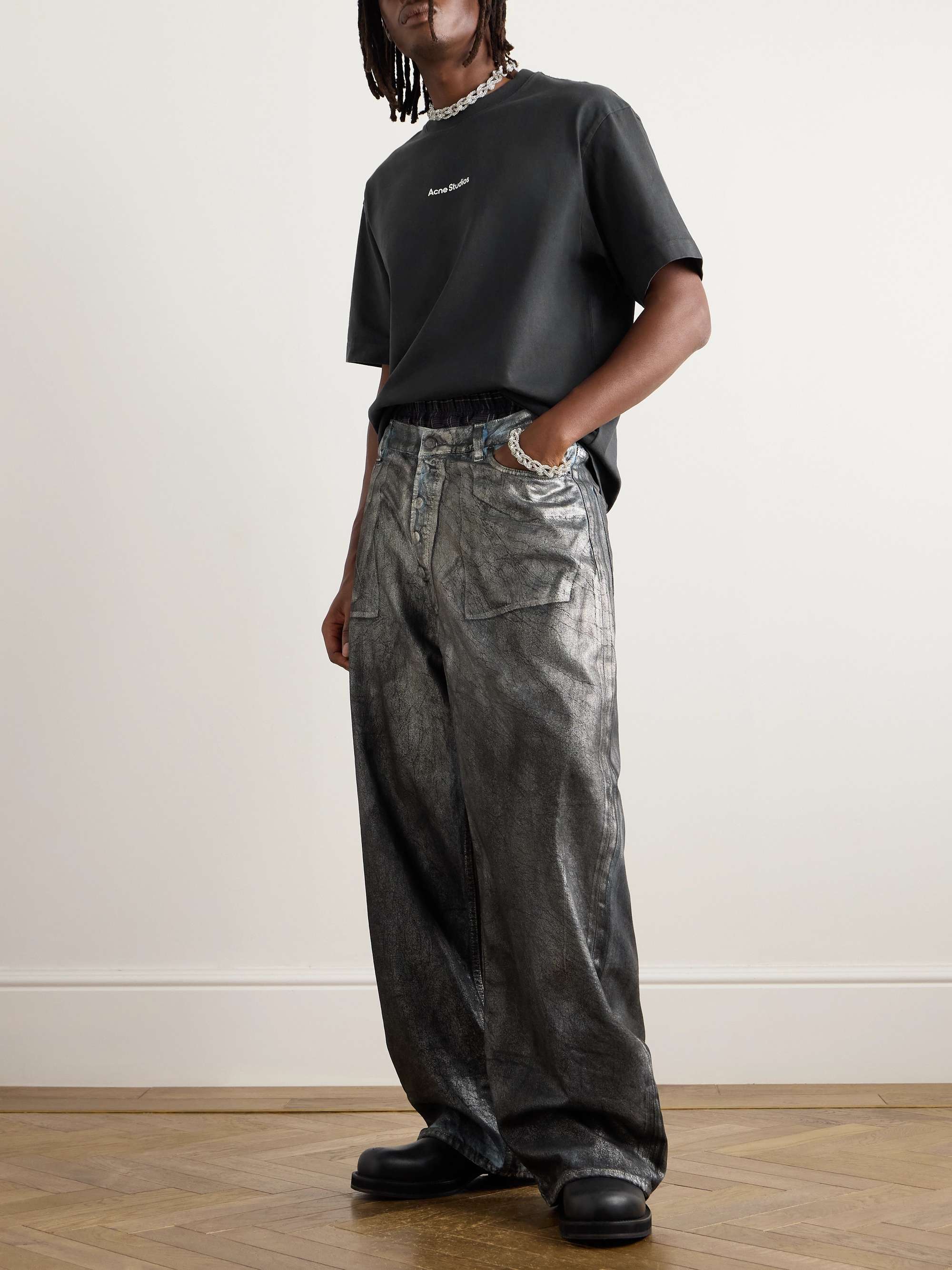 ACNE STUDIOS コットンジャージー Tシャツ ロゴ入り for Men ACNE STUDIOS コットンジャージー Tシャツ ロゴ入り for Men