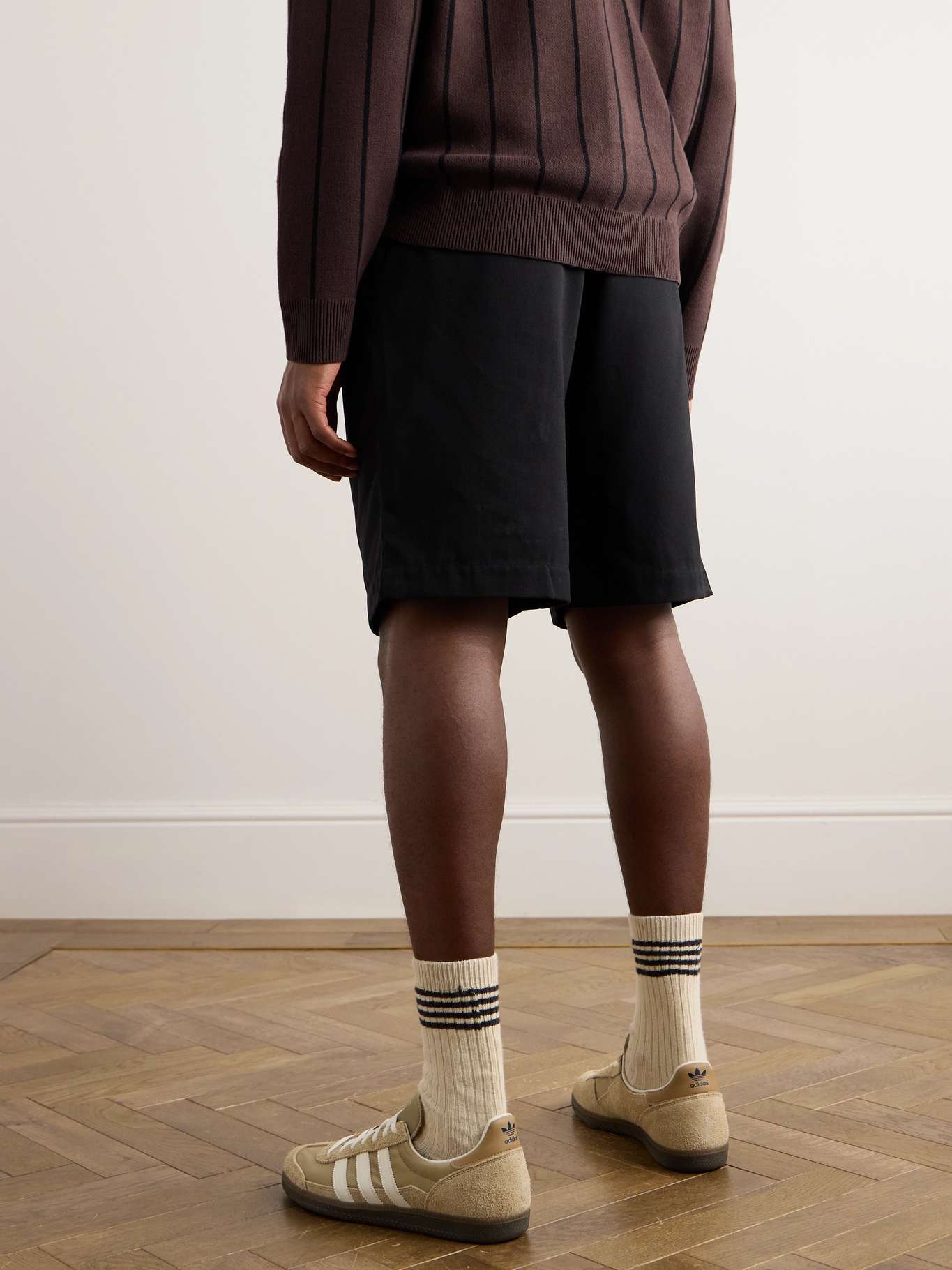 DIME Straight-Leg Logo-Embroidered Pleated Twill Shorts for Men | MR PORTER