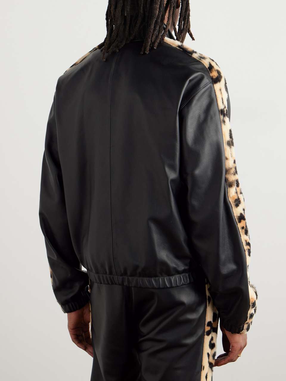 MARNI Leopard-Print Faux Fur-Trimmed Leather Jacket for Men | MR PORTER