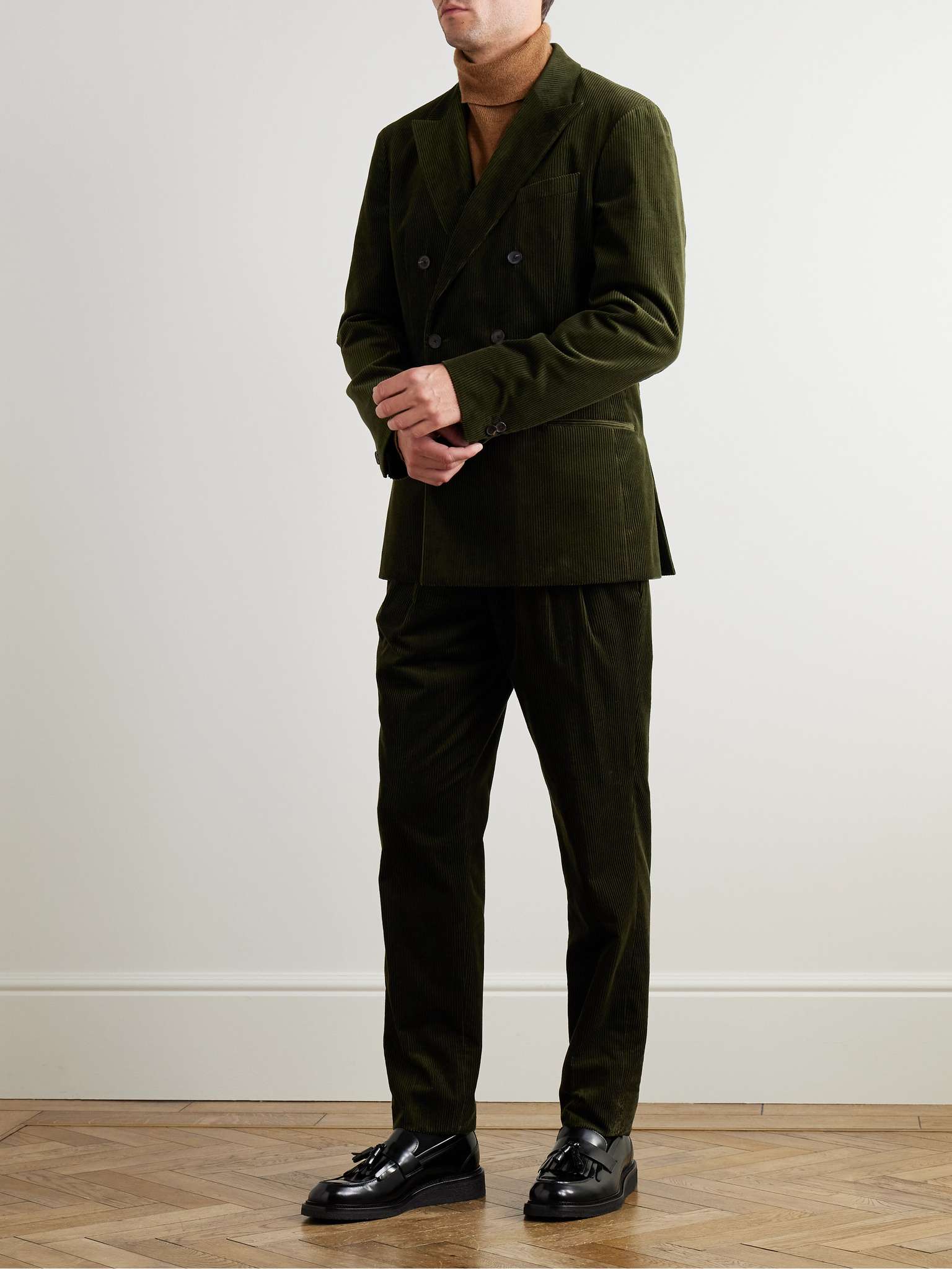 MR P. Slim-Fit Straight-Leg Cotton and Cashmere-Blend Corduroy Tuxedo Trousers for Men | MR PORTER