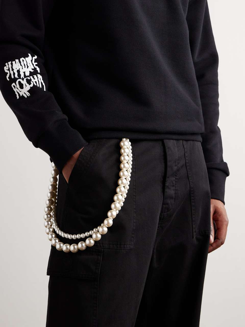 SIMONE ROCHA Silver-Tone Faux Pearl Bag Strap for Men | MR PORTER